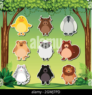 Zebra sticker, cartoon animal illustration vector Stock Vector Image ...