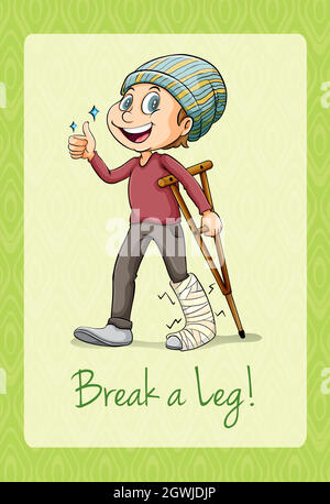 Idiom break a leg illustration Stock Vector Image & Art - Alamy