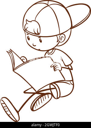 A plain sketch of a boy studying Stock Vector Image & Art - Alamy