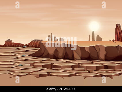 A dry land landscape illustration Stock Vector Image & Art - Alamy