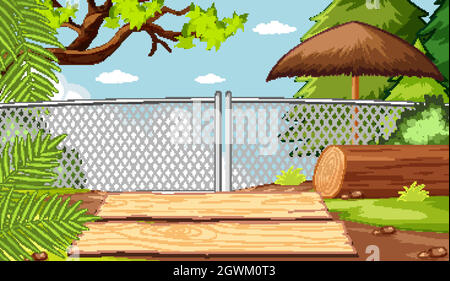 Zoo park without animal scene illustration Stock Vector Image & Art - Alamy