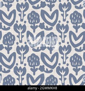 Seamless french linen printed floral damask background. Provence blue ...