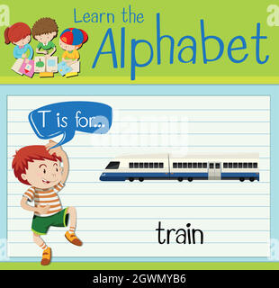 Flashcard letter T is for train illustration Stock Vector Image & Art ...