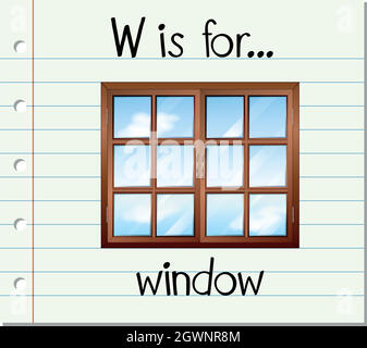 Alphabet flashcard with letter W for Window illustration Stock Vector ...