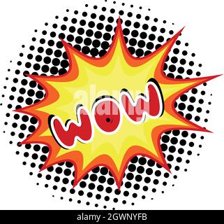 Comic lettering wow. Vector cartoon illustration in retro pop art style ...