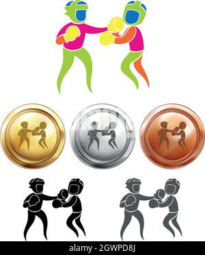 Boxing icon set and boxer design illustration symbol of fighter Stock ...