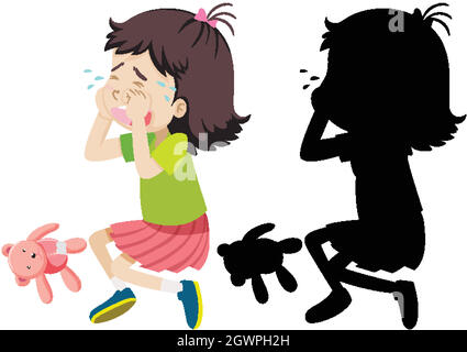 Girl crying with its outline and silhouette Stock Vector Image & Art ...