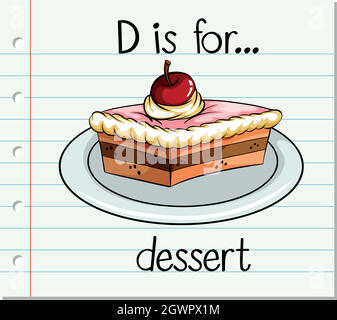 Alphabet flashcard with letter D for Dessert illustration Stock Vector ...