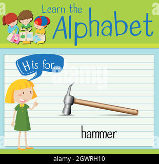 Alphabet flashcard with letter H for Hammer illustration Stock Vector ...