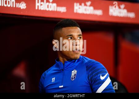 Granada CF player Darwin Mathis seen before the La Liga Santander match ...