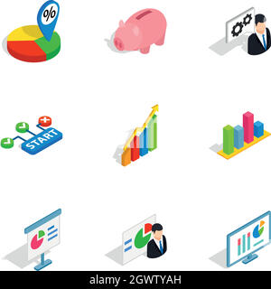 Infographic isometric vector elements. 3d pie graph, charts and progress bars. Graph and diagram ...