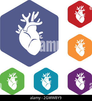 Vein health icons, vascular artery symbols of vector medicine and ...