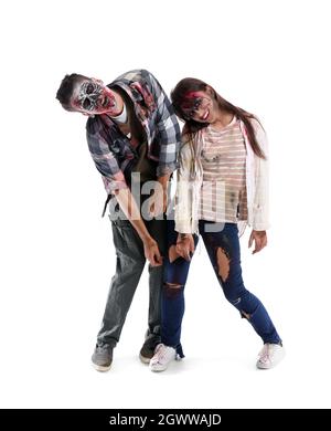 Scary zombies on white background Stock Photo - Alamy