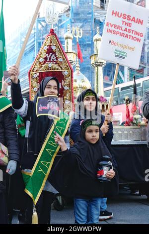 London, UK. Shia Muslims take part in a procession, now in its 41st ...