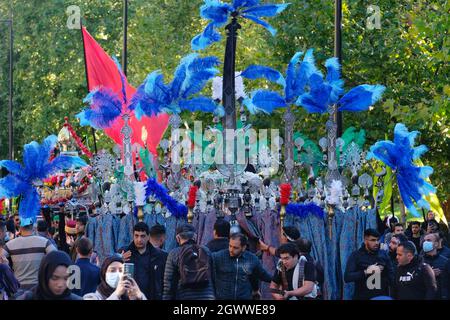 London, UK. Shia Muslims take part in a procession, now in its 41st ...