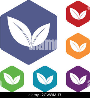 Eco leaf logo icons set. Simple illustration of 16 eco leaf logo vector ...