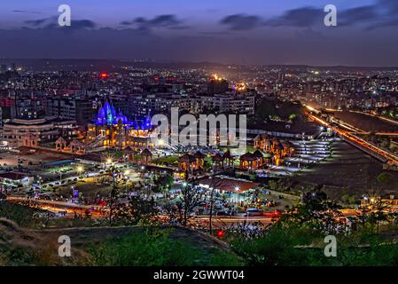 Aerial view of city at night, Pune, Maharashtra, India, Asia Stock ...