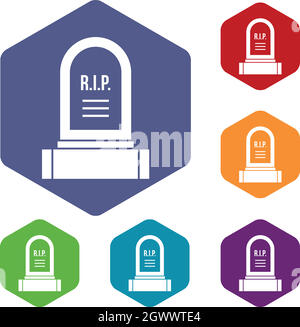 Gravestone, headstone and tombstone icons, tomb stone vector ...