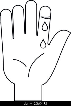Finger blood icon. Outline finger blood vector icon color flat isolated ...