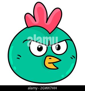 rooster head emoticon with serious face, doodle icon image kawaii Stock ...