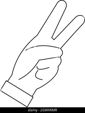 Index and middle fingers gesture. Black silhouette shadow play gesture ...