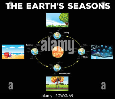 Diagram showing seasons on Earth illustration Stock Vector Image & Art ...