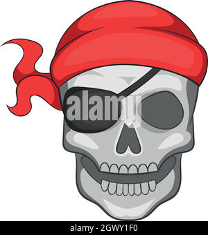 Pirate skull in cartoon style. Sketch of a human skull. Vector ...