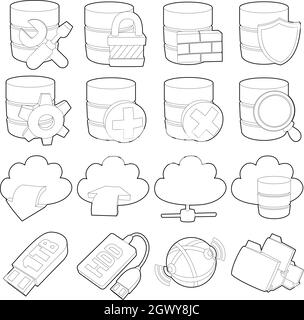 Server outline icons collection. Server, Hosting, Servers, Web-Server ...