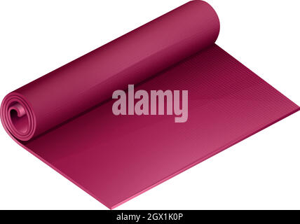Pink yoga mat rolled up on the floor casting a long shadow to the right ...