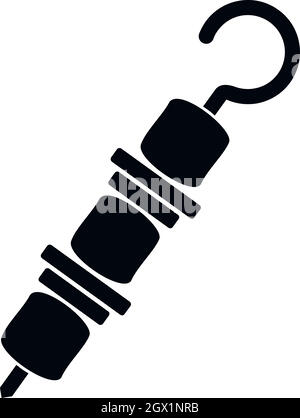 Shish kebab on skewer stick outline multi colored flat icons on plain ...