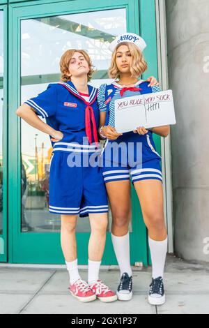 Attendees dressed in Cosplay (costume play) are seen during Oz Comic ...