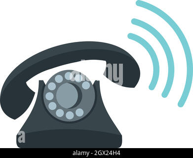 Black retro phone ringing icon, flat style Stock Vector Image & Art - Alamy