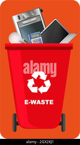 Red recycle bins with recycle symbol on white background Stock Vector ...