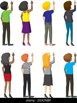 Fashion template of standing men and women. 9 head size for technical ...