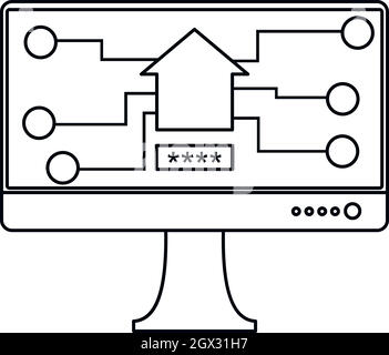 Pc monitor icon outline vector. Computer screen. Desktop display Stock Vector Image & Art - Alamy