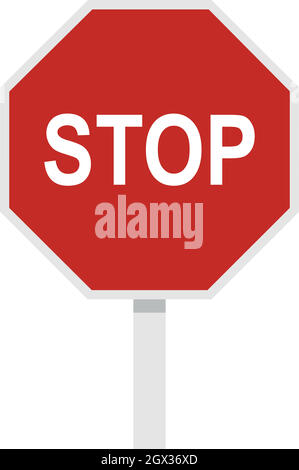 The red stop warning sign flat icon street symbol vector format Stock ...