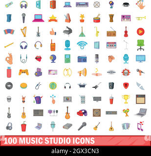 100 music icons set. Cartoon illustration of 100 music icons vector set ...