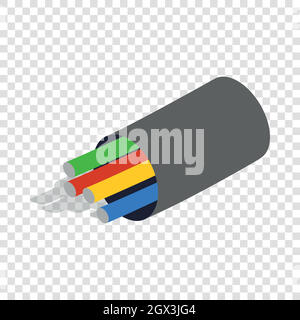 Electric technology icon isometric vector. Multicolored electric cabel ...