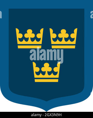 Sweden coat of arms and flag, official symbols of the nation Stock ...