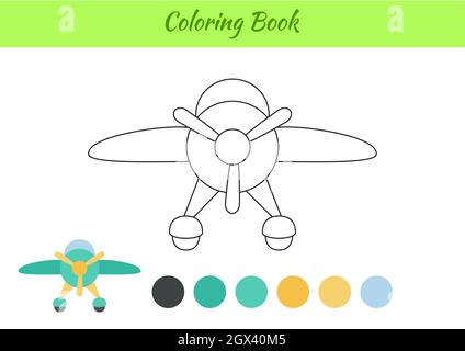 Coloring page airplane for children. Educational activity page for ...