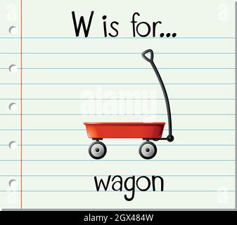 Flashcard letter W is for wheelbarrow illustration Stock Vector Image ...