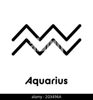 Astrological Aquarius zodiac sign one line drawing. Astrology emblem ...