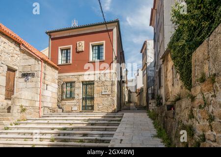 Cambados Spain. Old historic city centre, with pilgrim shells, iconic ...
