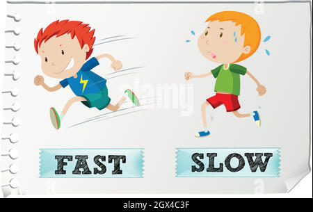 Opposite adjectives fast and slow Stock Vector Image & Art - Alamy