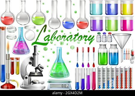 Beaker - Laboratory equipment and tools object, one line drawing ...