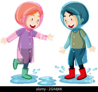 Rain cartoon illustration isolated on white. Blue water drops falling ...