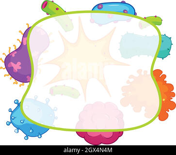 Germ bacteria and virus background frame template illustration Stock ...
