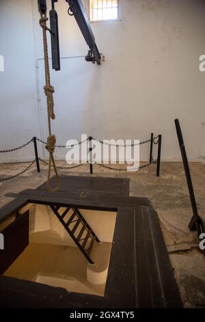 Execution room With the hanging rope in Akko Prison. It is a former ...