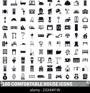 100 comfortable house icons set in cartoon style Stock Vector Image ...