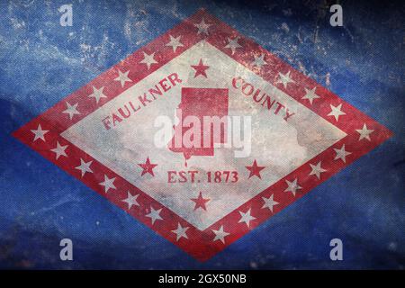 flag of county Faulkner, Arkansas , USA at cloudy sky background on ...